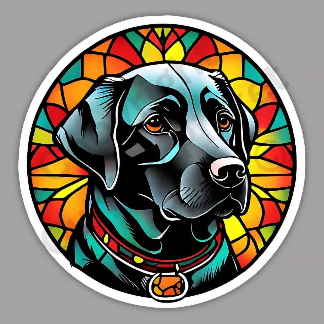 Stained Glass Style Black Labrador Retriever Dog Breed Sticker Phone ...