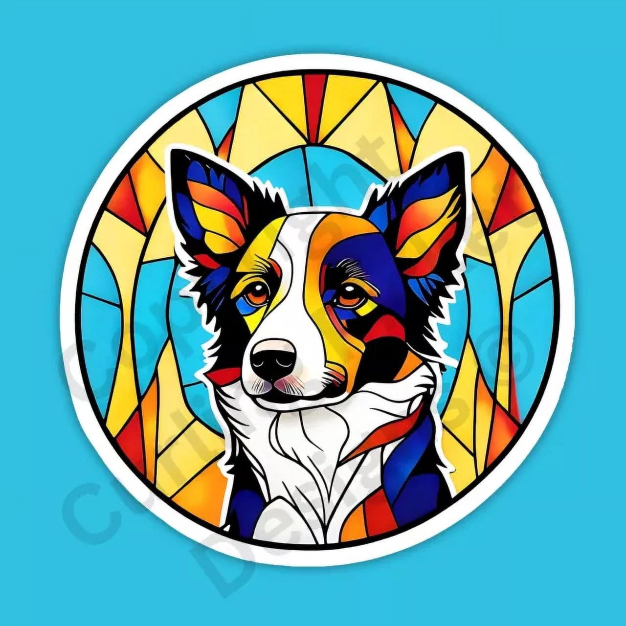 Stained Glass Style Border Collie Breed Dog Sticker Phone Decal Water ...