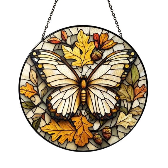 Stained Glass Style Butterfly Suncatcher, Fantasy Nature Window Art ...