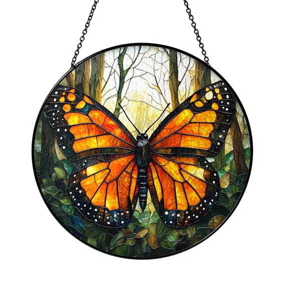 Stained Glass Style Butterfly Window Suncatcher, Fantasy Nature ...