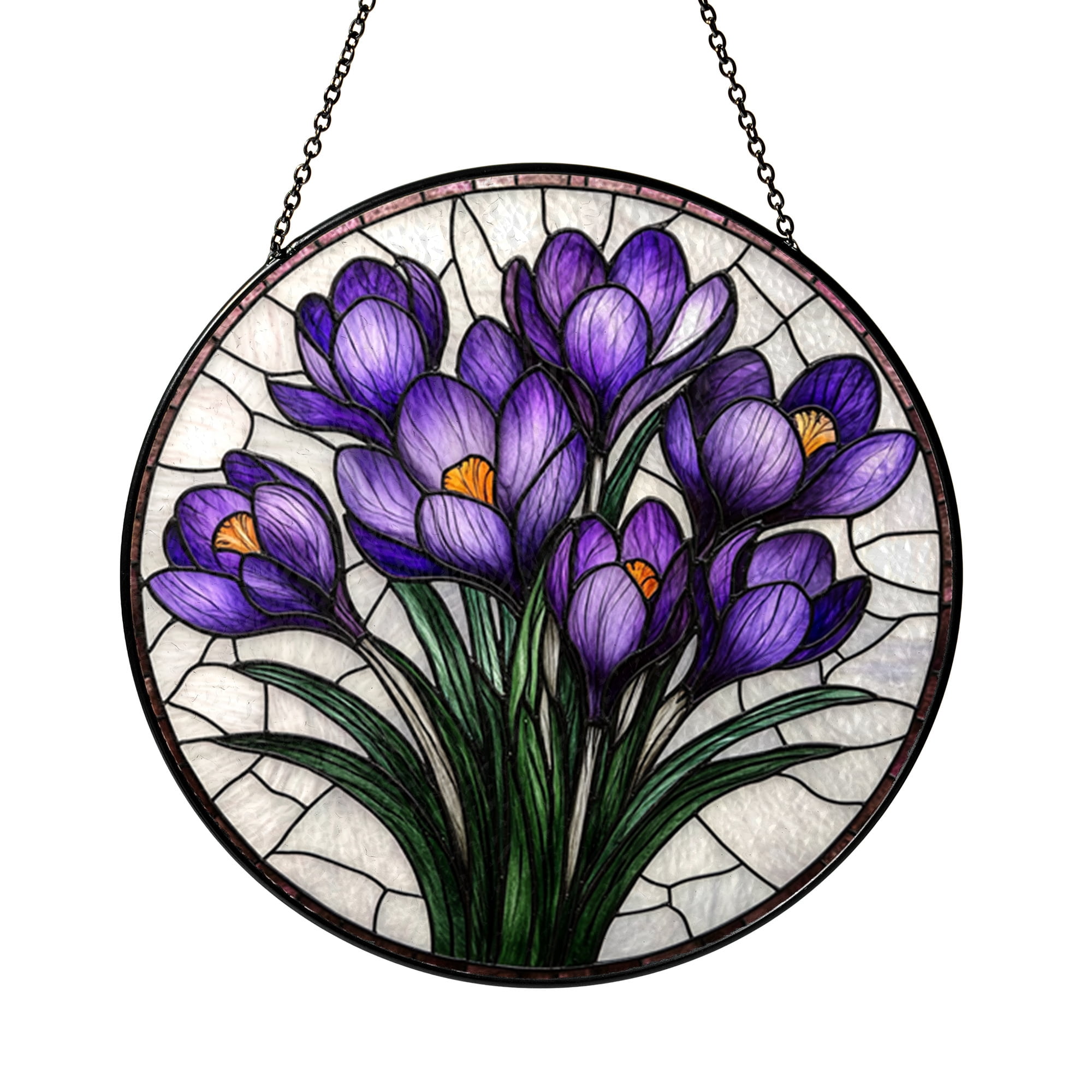 Stained Glass Style Crocus Flower Window Hanging Art - Walmart.com