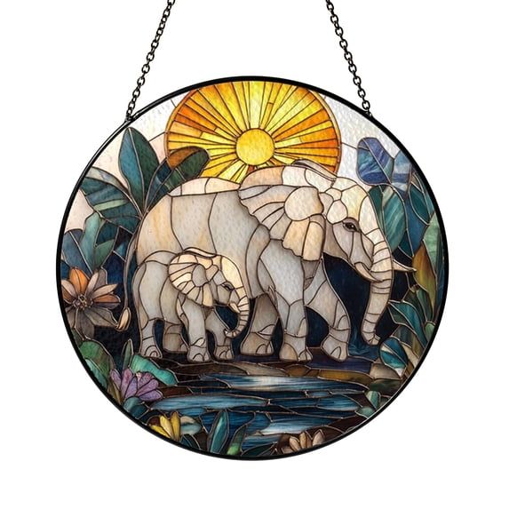 Stained Glass Style Elephant Window Hanging – Nature Decor - Walmart.com