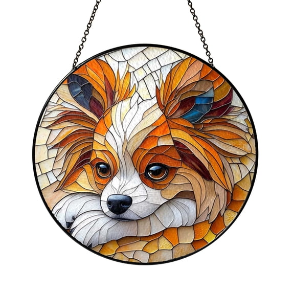 Stained Glass Style Fantasy Dog Suncatcher, Animal Window Art Panel ...