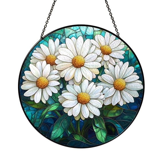 Stained Glass Style Floral Window Suncatcher, Botanical Decorative Art ...