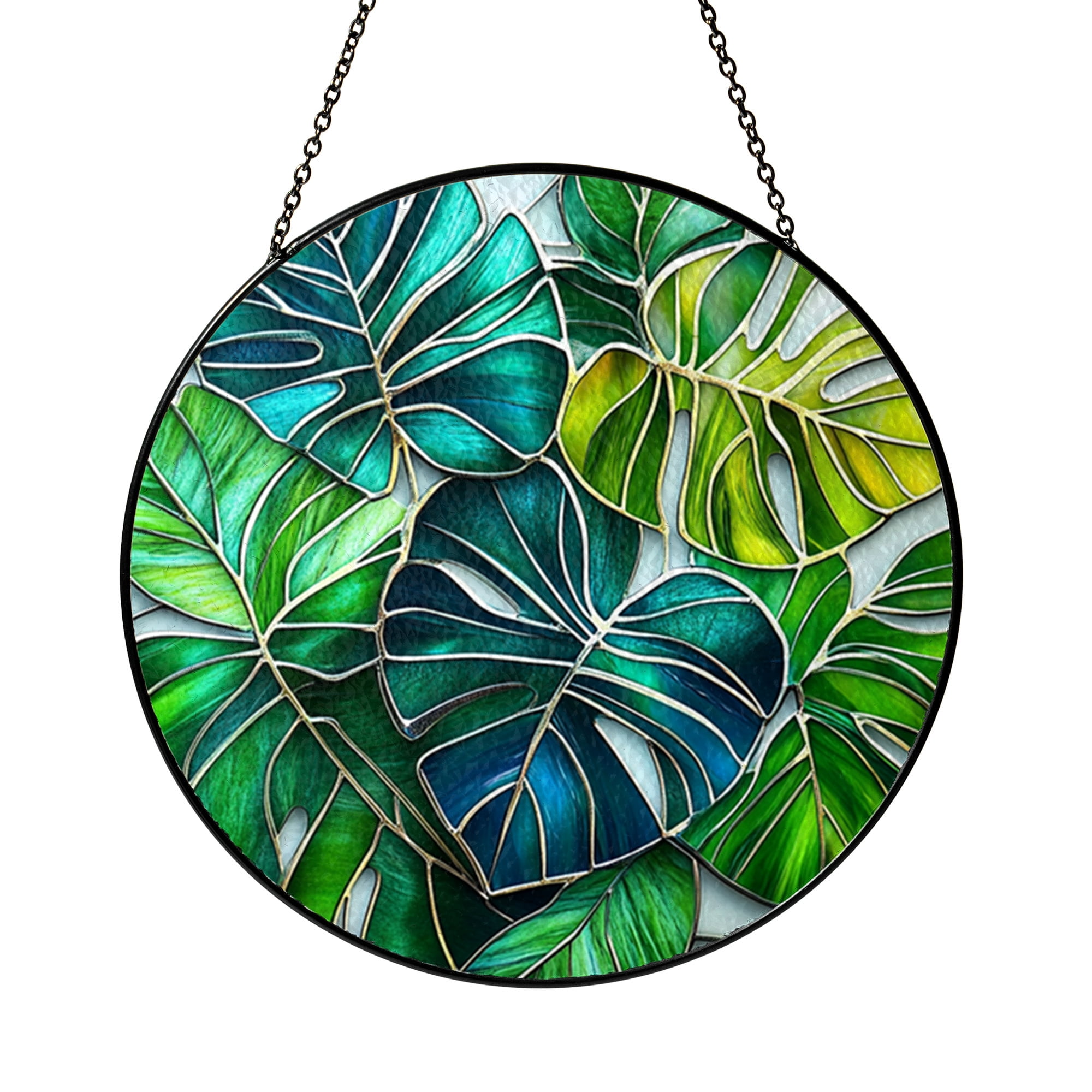 Stained Glass Style Monstera Leaf Suncatcher, Decorative Plant Window ...