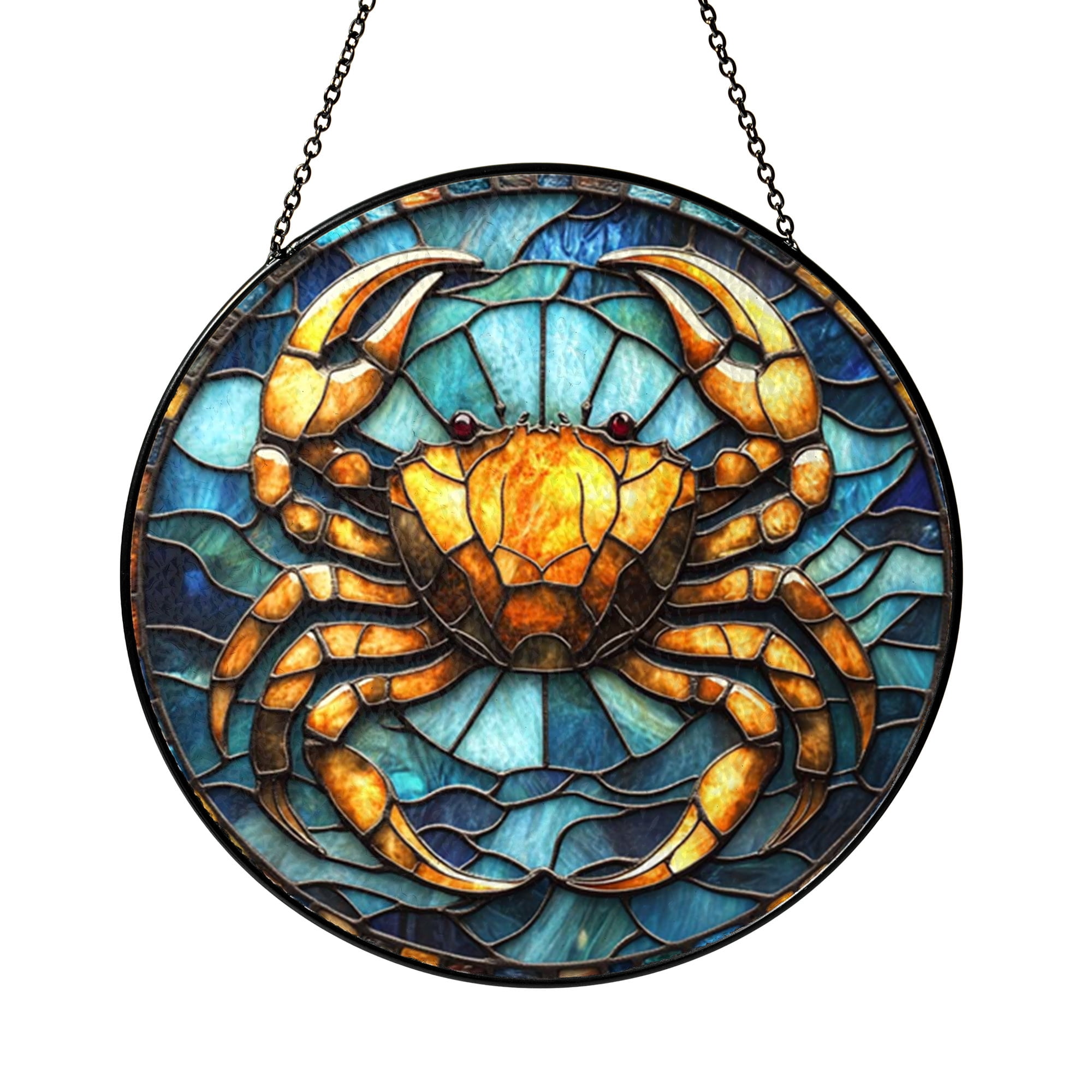 Stained Glass Style Ocean Inspired Suncatcher – Round Window Hanging ...