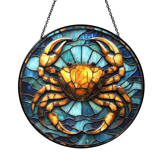 Stained Glass Style Ocean Inspired Suncatcher – Round Window Hanging ...