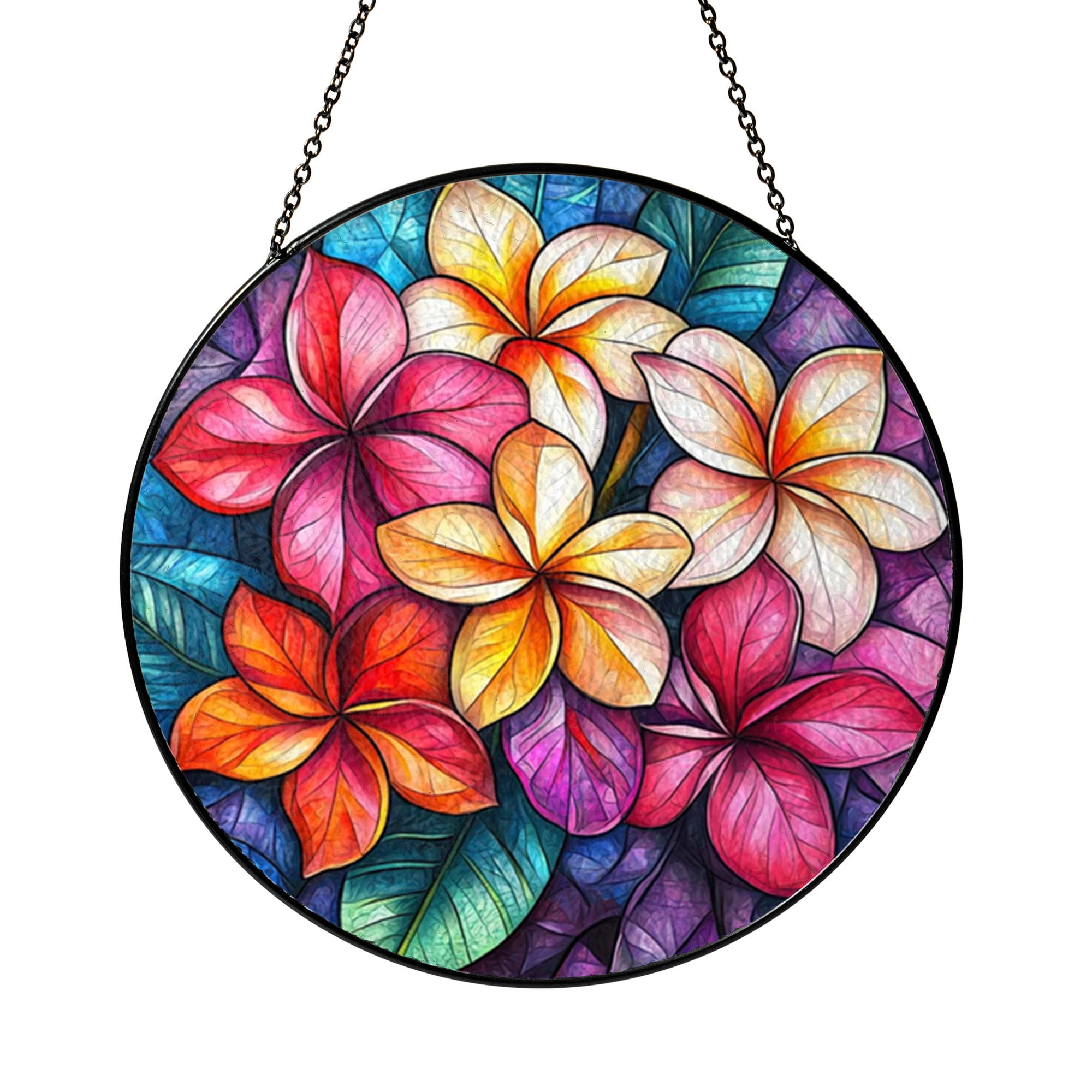 Stained Glass Style Orchid Flower Window Suncatcher, Fantasy Botanical ...