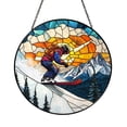Stained Glass Style Snowboard Window Suncatcher, Fantasy Mountain Art ...