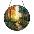Stained Glass Style Sunlit Forest Window Suncatcher, Fantasy Nature ...