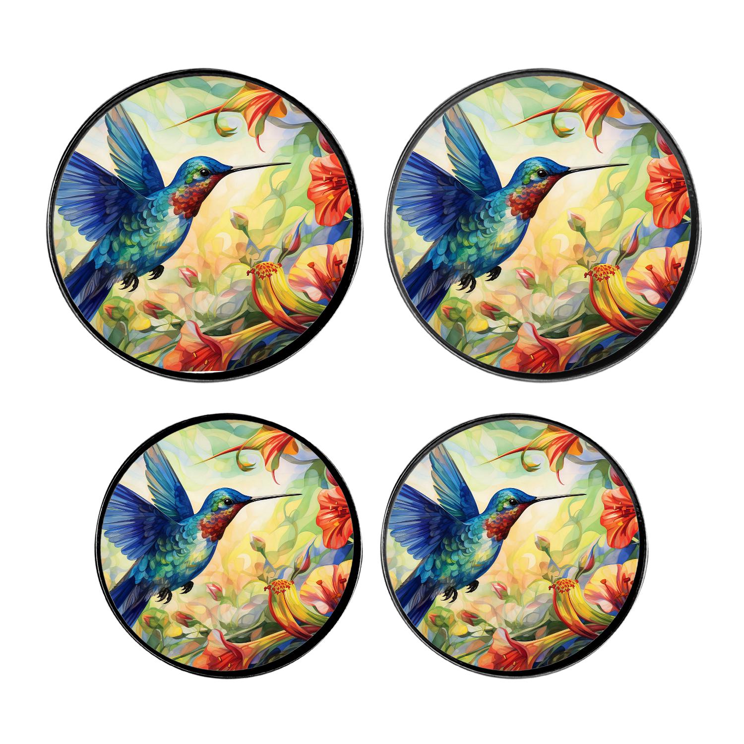 Stained Glass Style with Colorful Hummingbird Picture Stove Burner ...