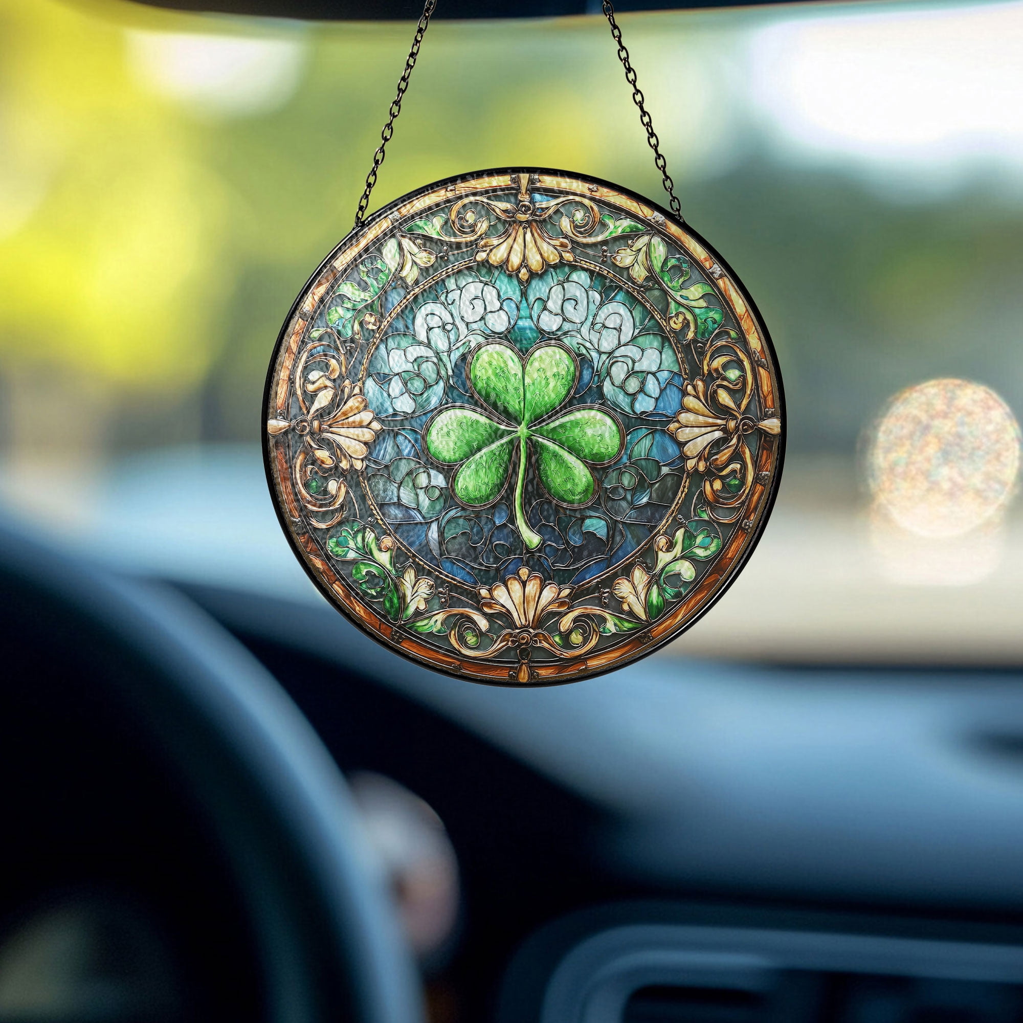 Stained Glass Suncatcher, Four Leaf Clover Window Hanging, Irish Luck ...