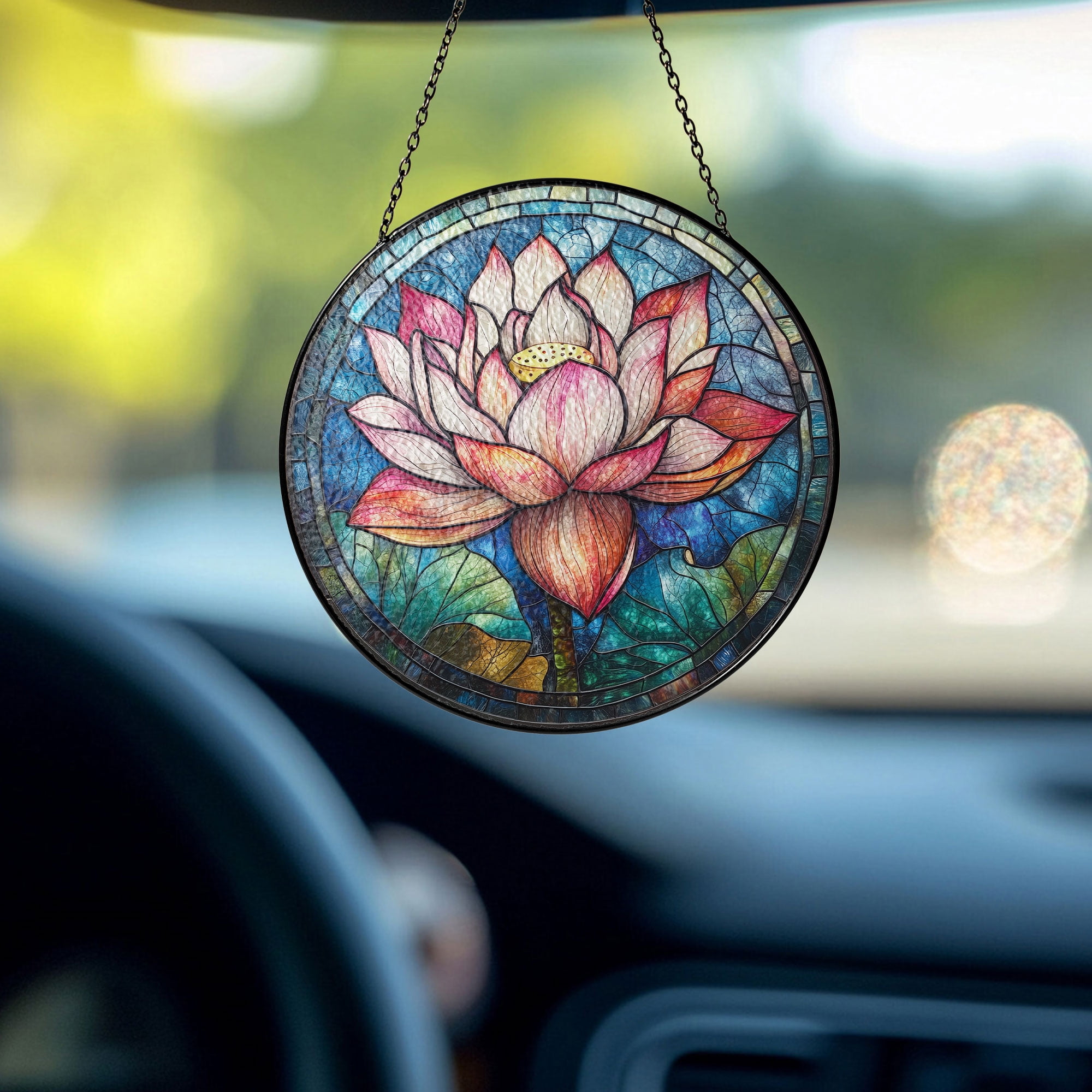 Stained Glass Suncatcher, Lotus Flower Window Hanging, Zen Meditation ...