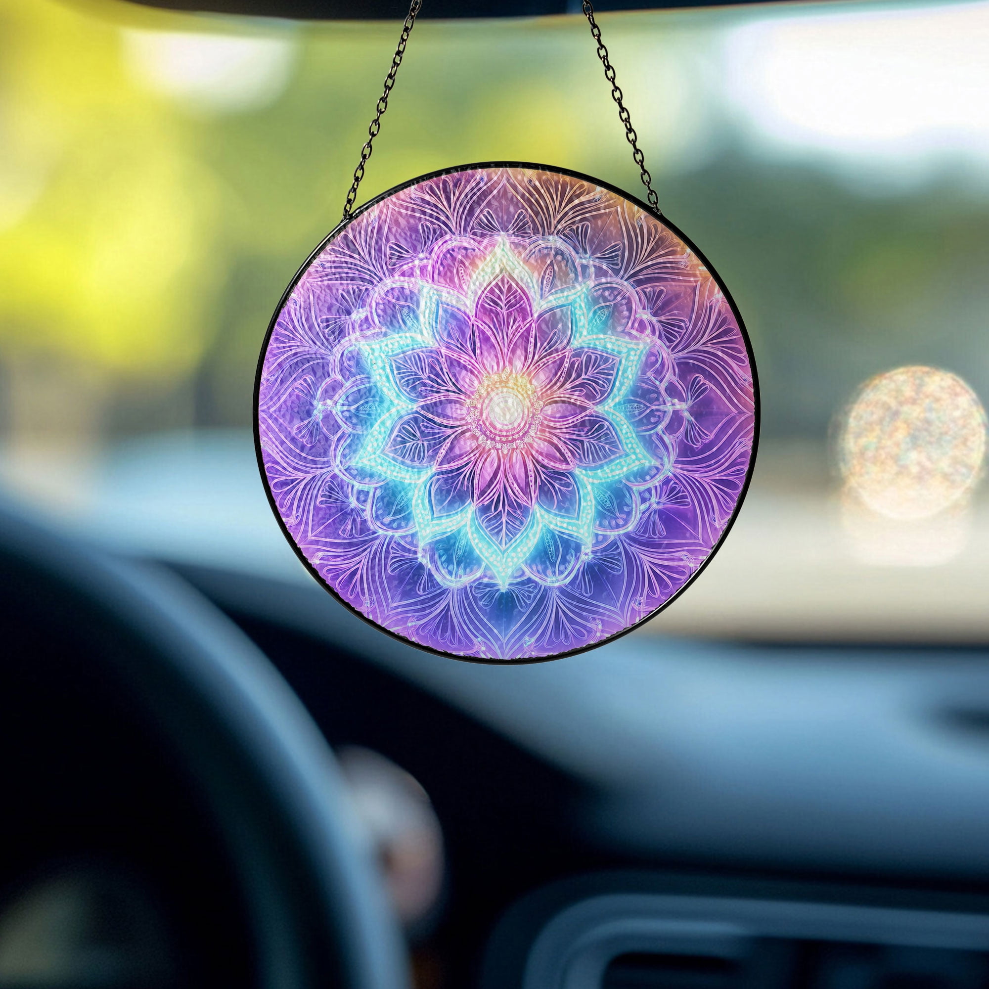 Stained Glass Suncatcher, Mandala Window Hanging, Boho Spiritual Decor ...