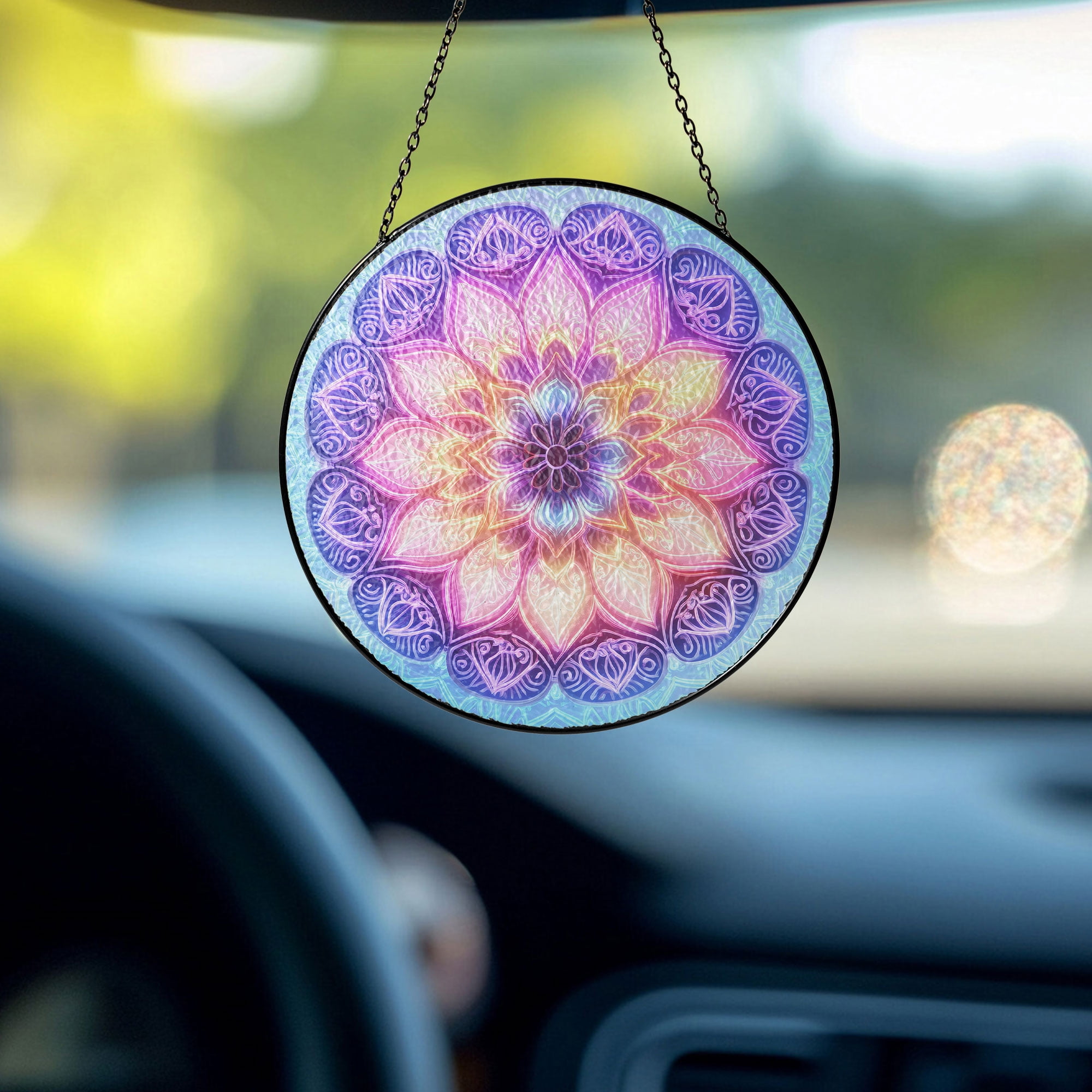 Stained Glass Suncatcher, Mandala Window Hanging, Boho Spiritual Decor ...