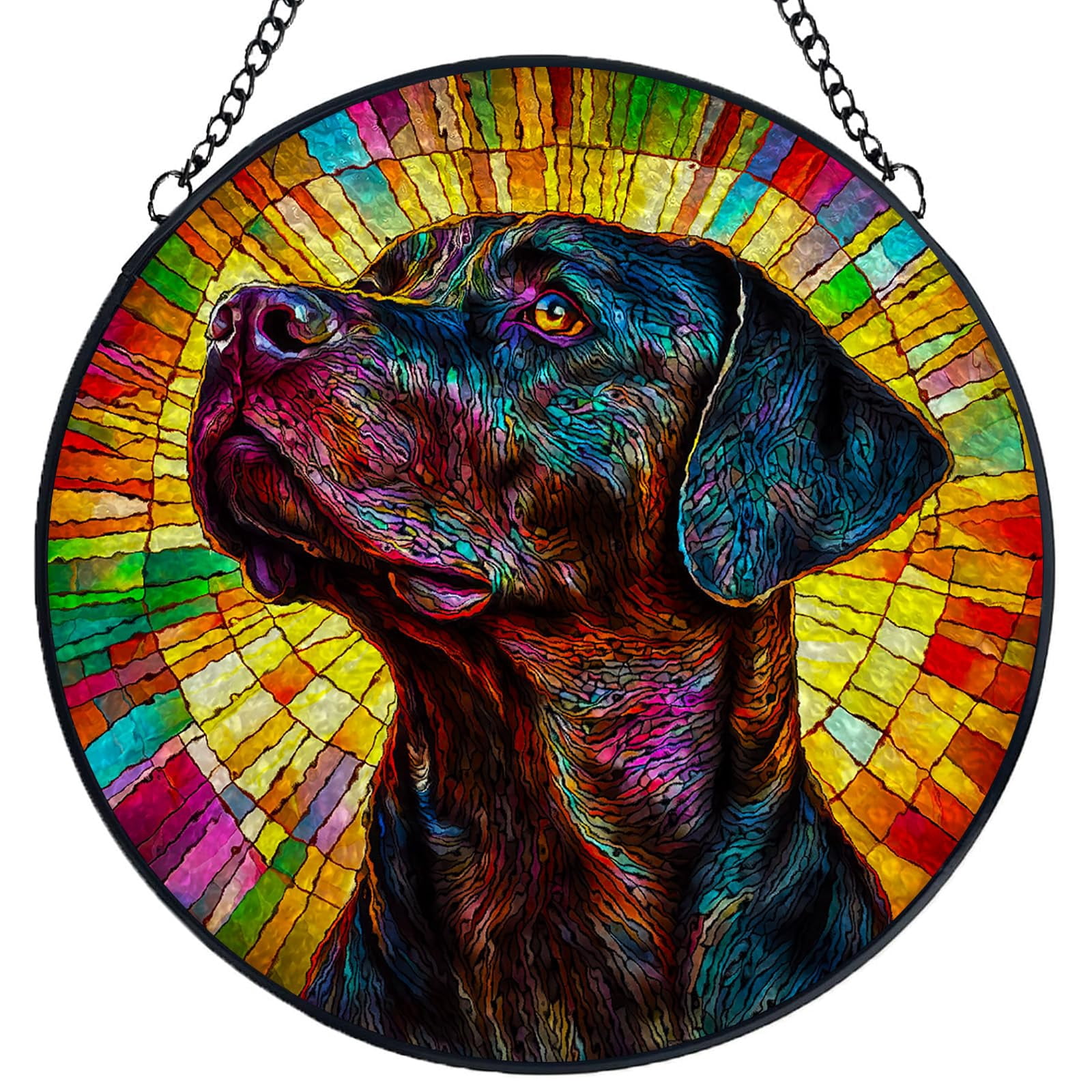 Stained Glass Suncatcher Panel Black Labrador Retriver Dog Handmade ...