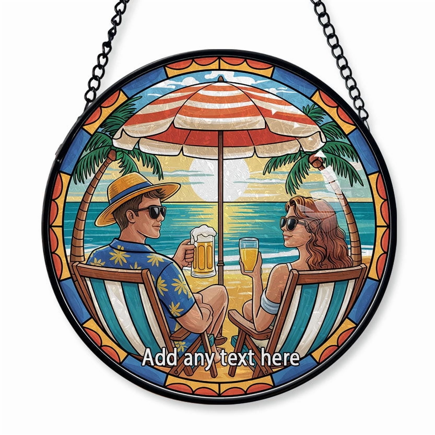 Stained Glass Suncatcher Window Hanging – Christmas 2025 Custom Text ...
