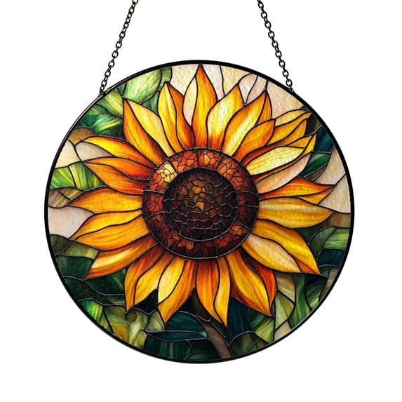 Stained Glass Sunflower Bloom Window Hanging Art2401 - Walmart.com