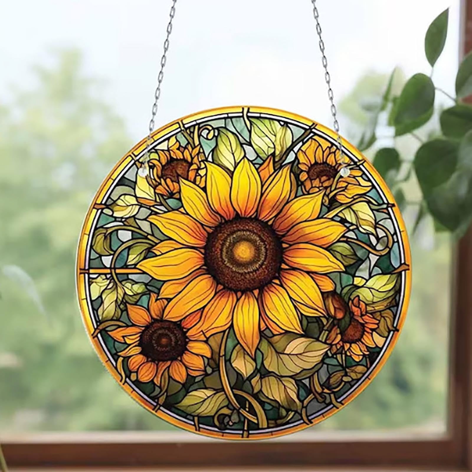 Stained Glass Sunflower Window Hanging Sunflower Suncatcher for Window ...