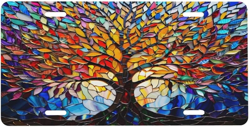 Stained Glass Tree of Life Front License Plate for Women Car Vanity ...