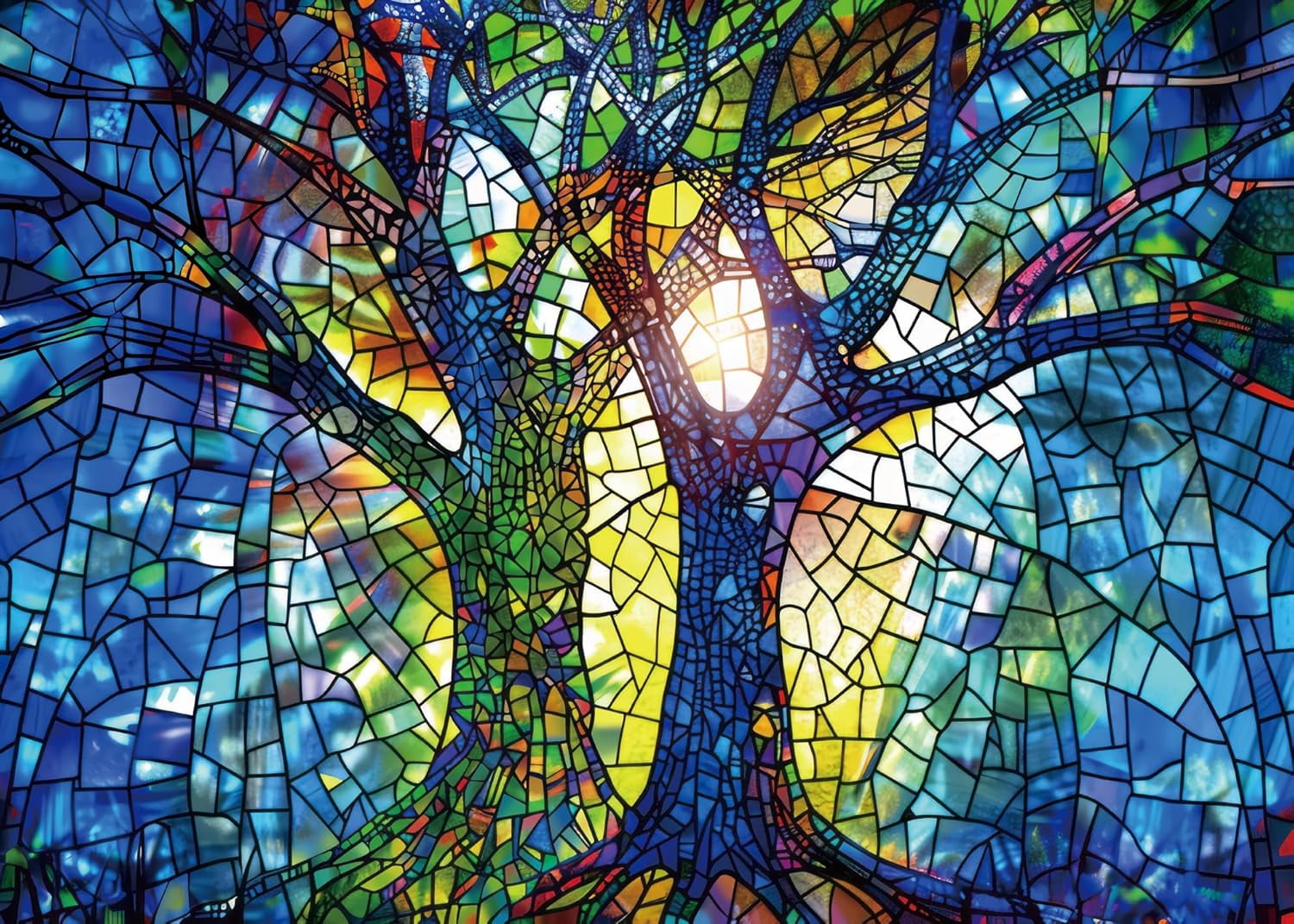 Stained Glass Tree Puzzles for Adults 500 Pieces, Impossible Tree of ...
