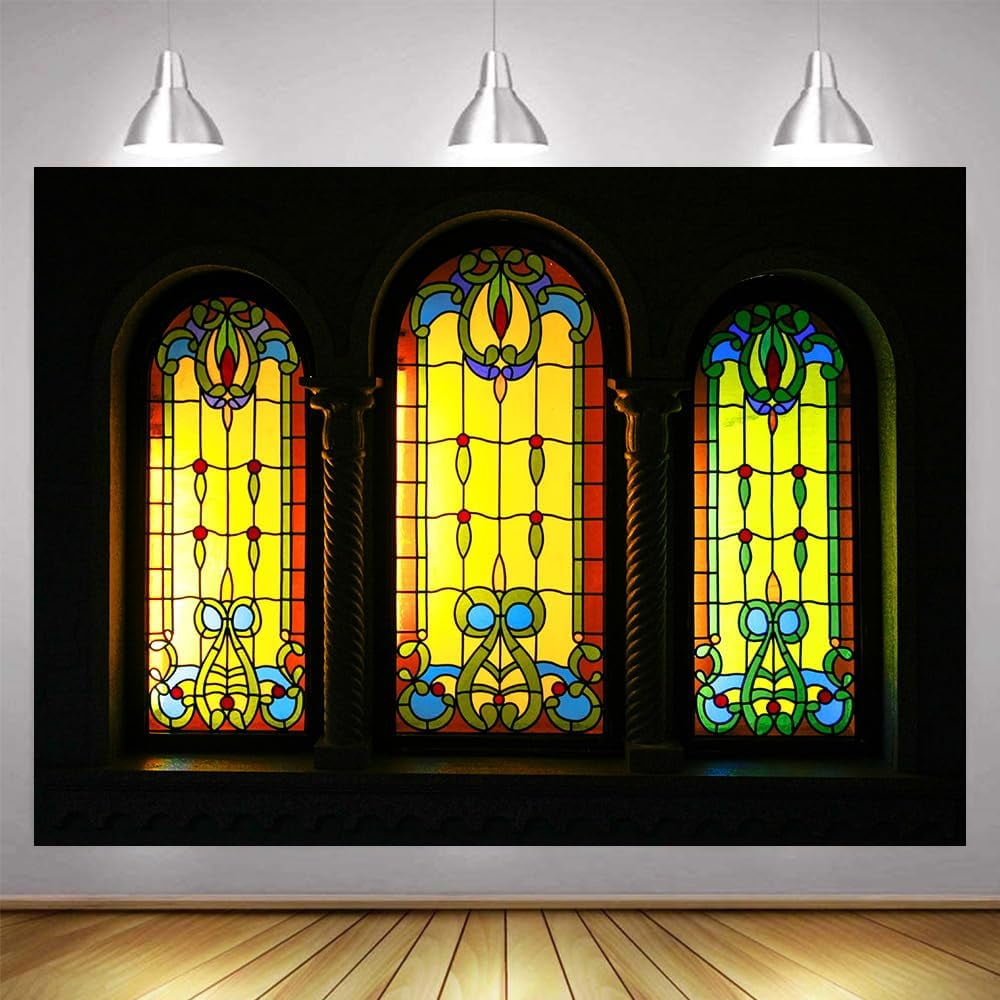 Stained Glass Window Backdrop Vintage Church Cathedral Glass Painting ...