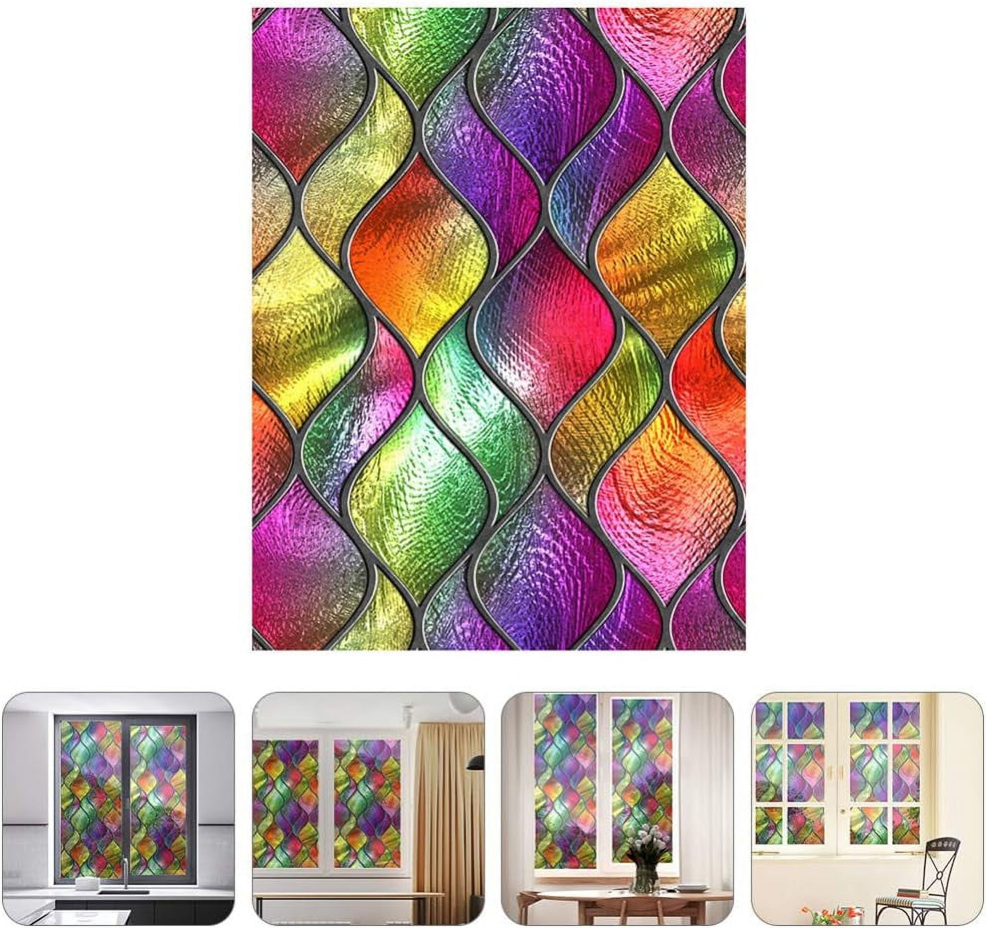 Stained Glass Window Decals, Window Film Privacy, Static Cling Decorative Window Film Vinyl, No ...