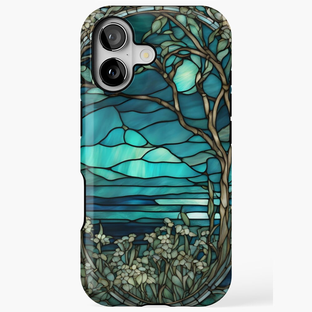 Stained Glass Window Elegant Marsh Scene for iPhone 17 to 11 Pro Max ...