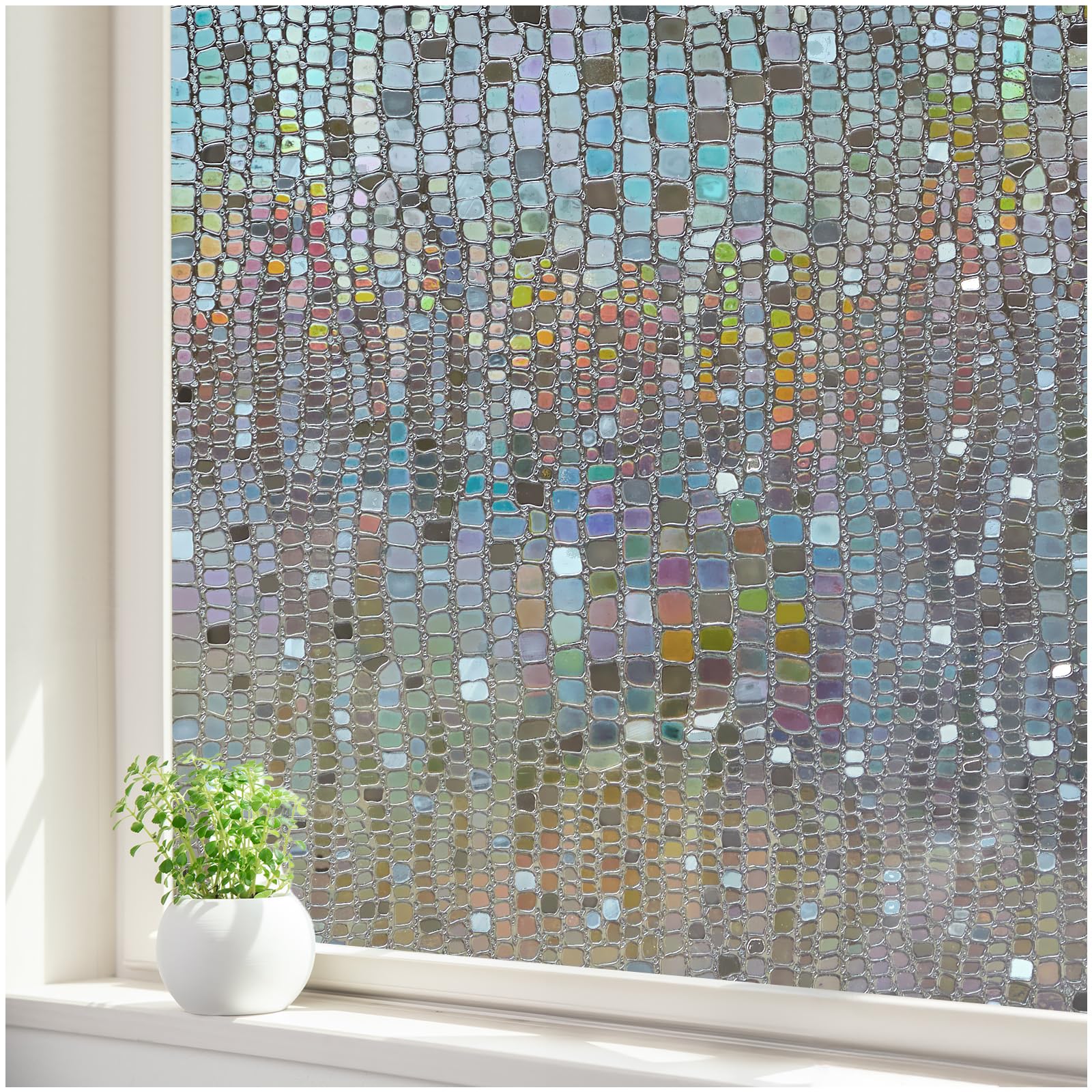 3D Rainbow Window Film Static Cling, Stained Glass Decorative Vinyl ...