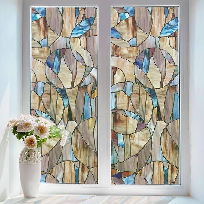 Stained Glass Window Film, Decorative Window Privacy Film for Bathroom ...