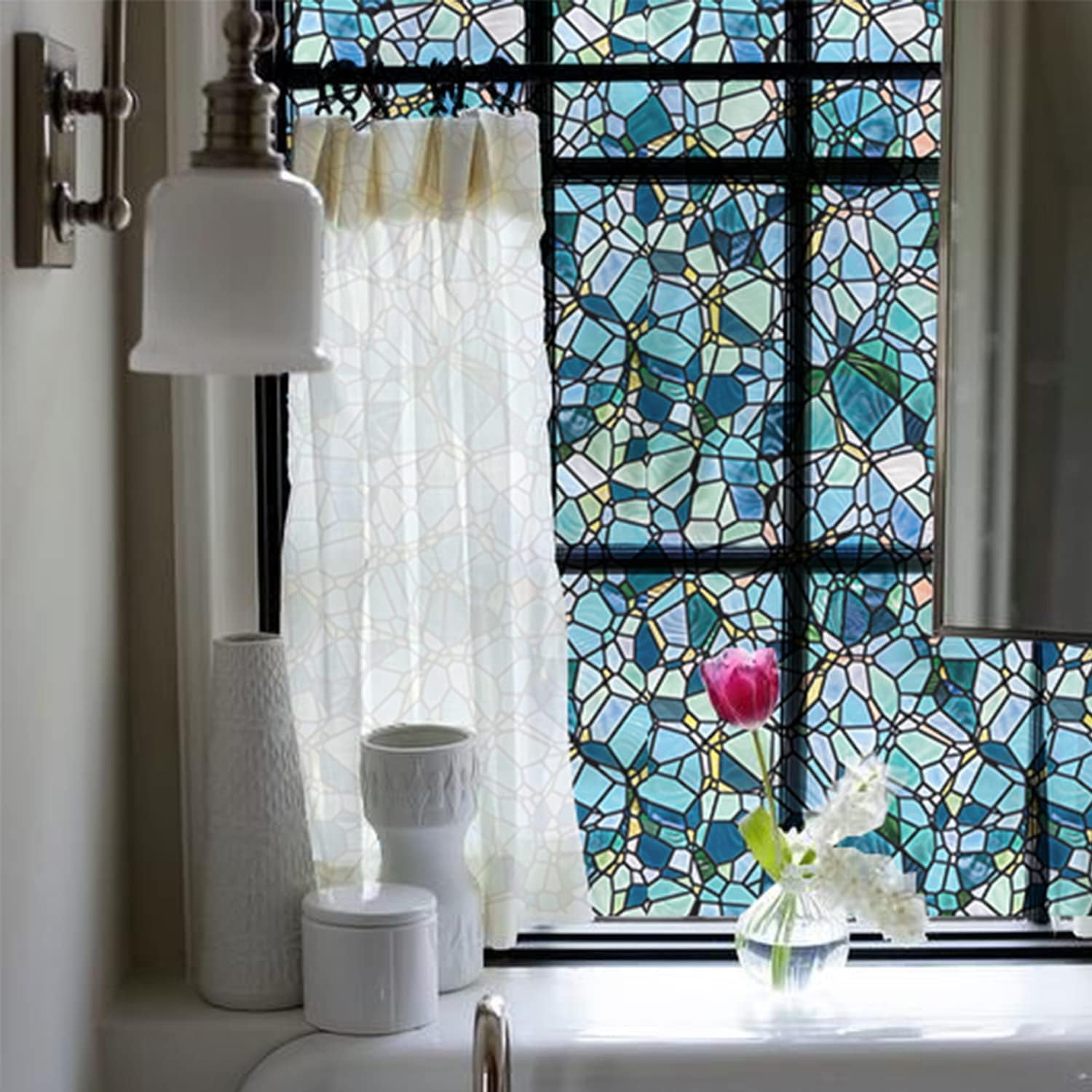 Stained Glass Window Film, Double-Sided Thickened Static Cling Window ...