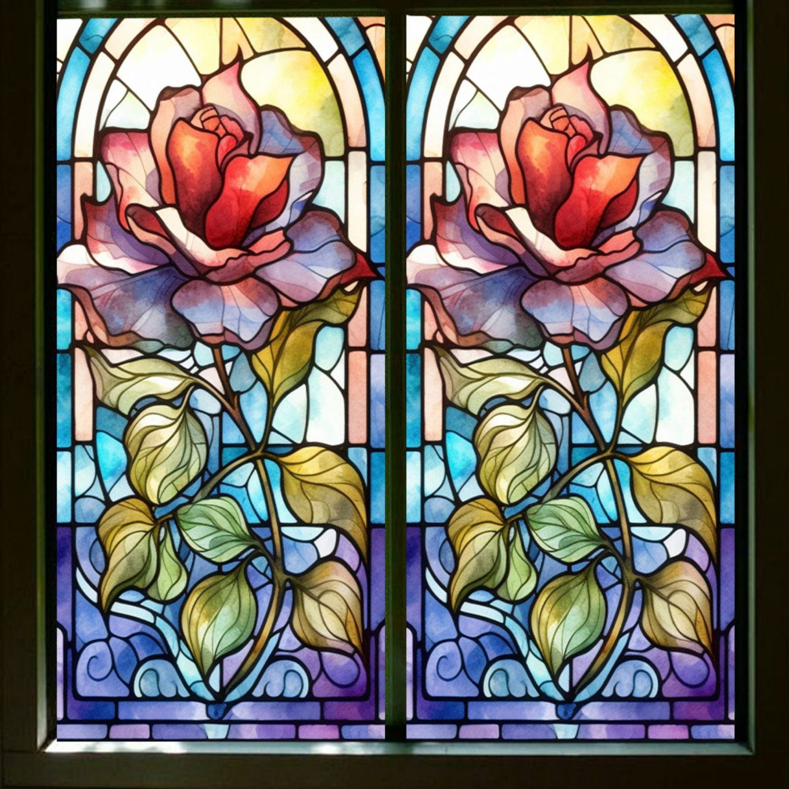 Stained Glass Window Film UV Resistant Window Privacy Film Colorful ...