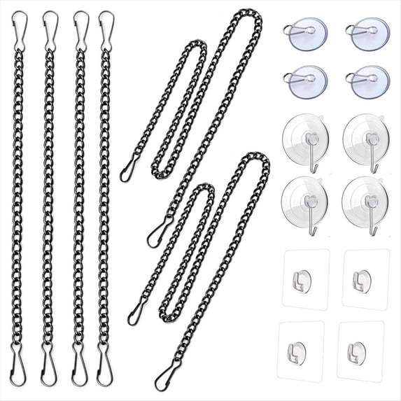 Stained Glass Window Hanging Chain Kit with Suction Cup Hooks, Black ...
