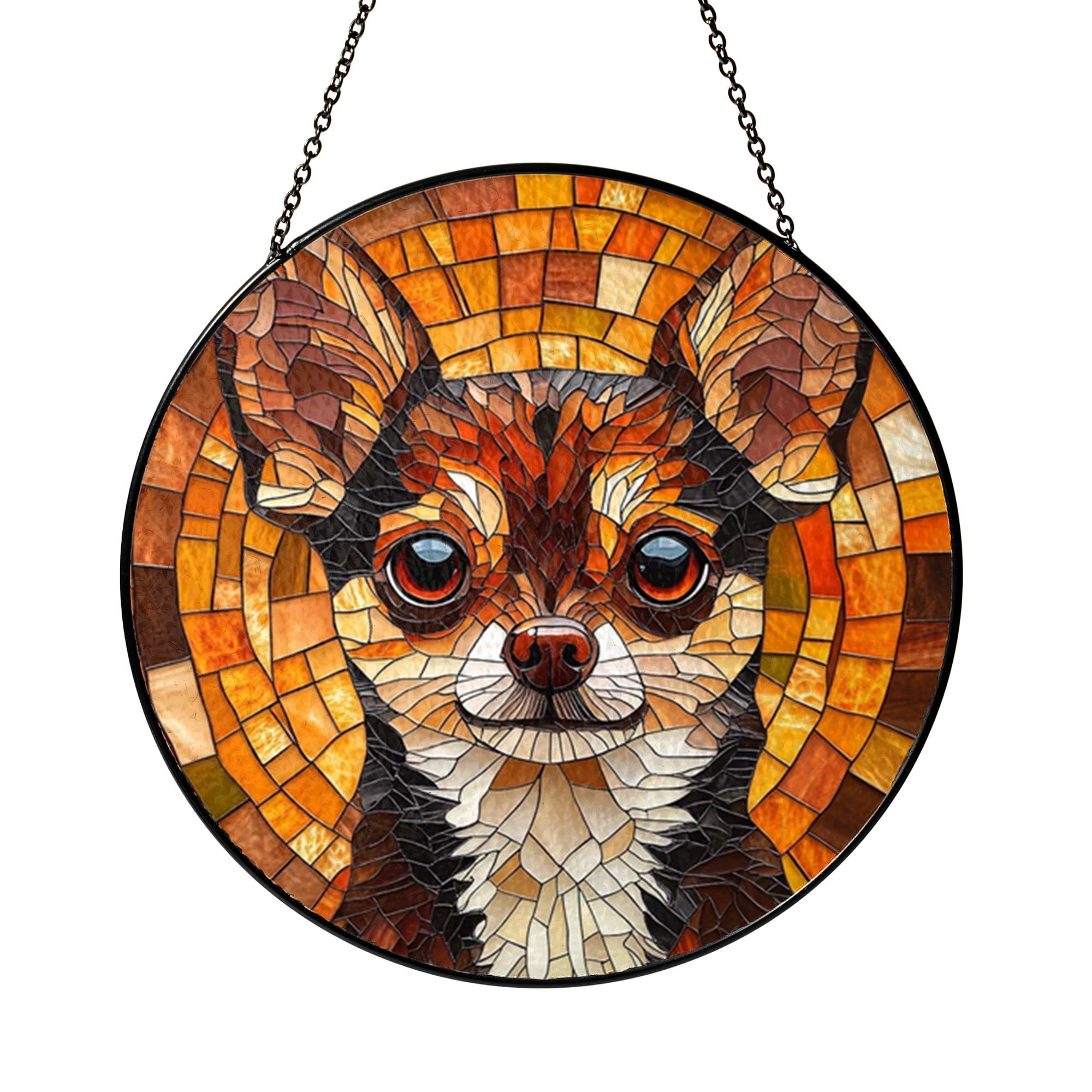Stained Glass Window Hanging Chihuahua Sun Catcher, Cute Dog Glass ...