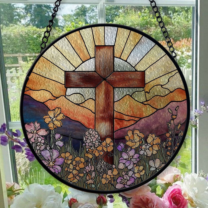 Stained Glass Window Hanging Cross - Stained Glass Window Hanging Cross ...