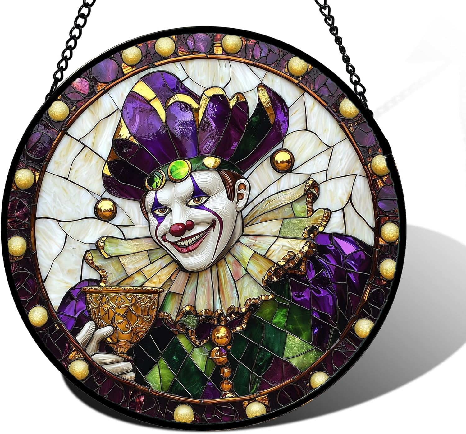 Stained Glass Window Hanging, Funny Clown Sun Catchers Diamond Glass ...