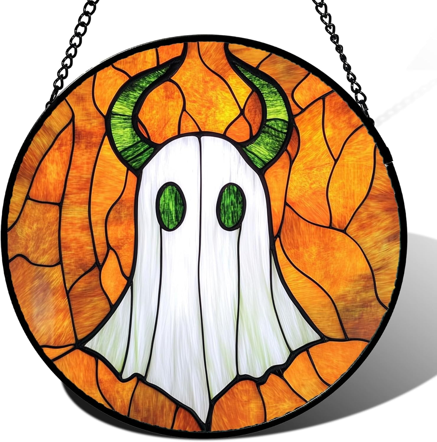 Stained Glass Window Hanging - Halloween Decoration Fantasy Green ...