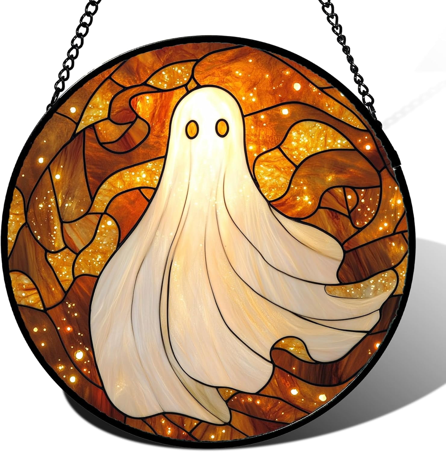 Stained Glass Window Hanging - Halloween Decoration White Ghost Robe ...