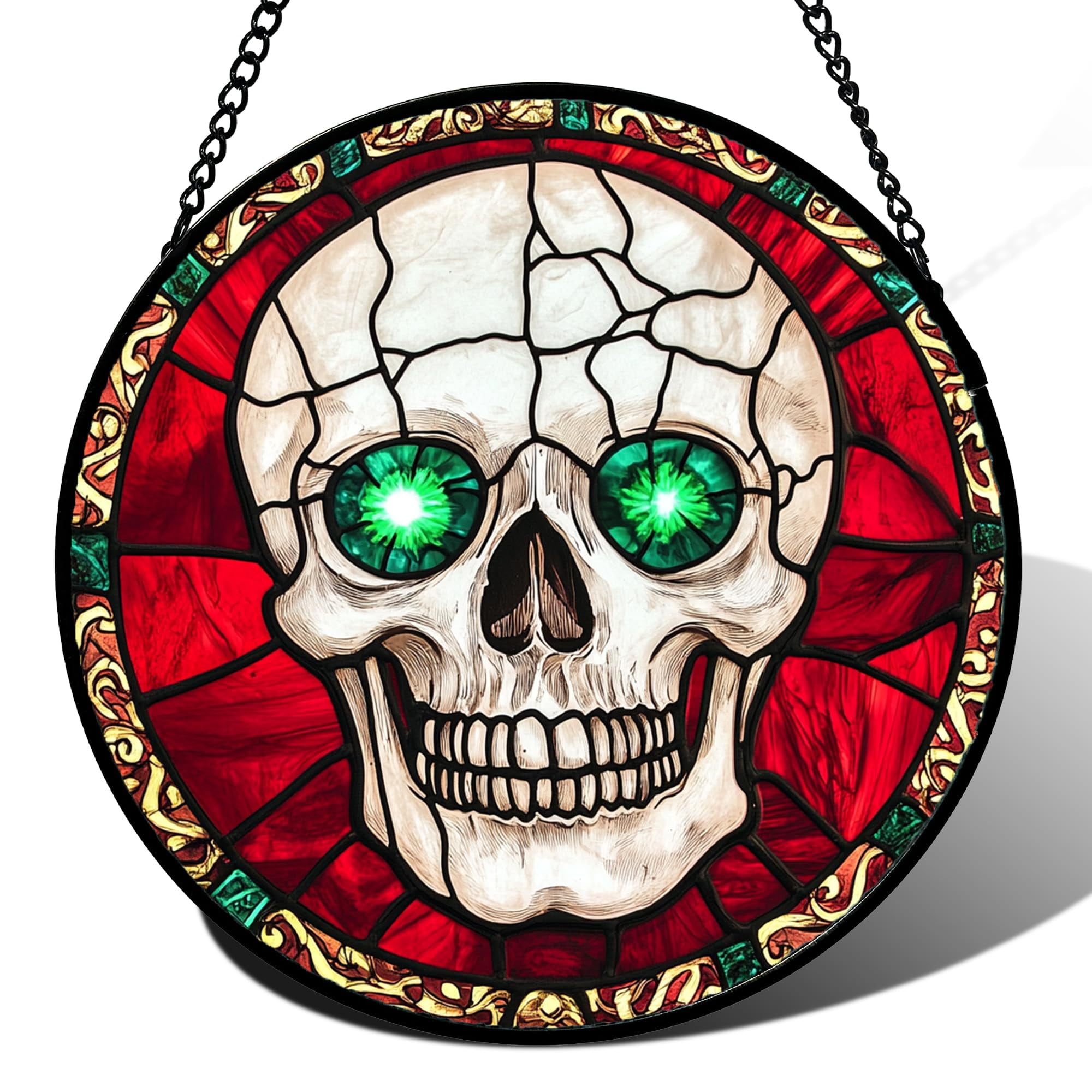 Stained Glass Window Hanging - Halloween Decorations Vampire Skeleton ...