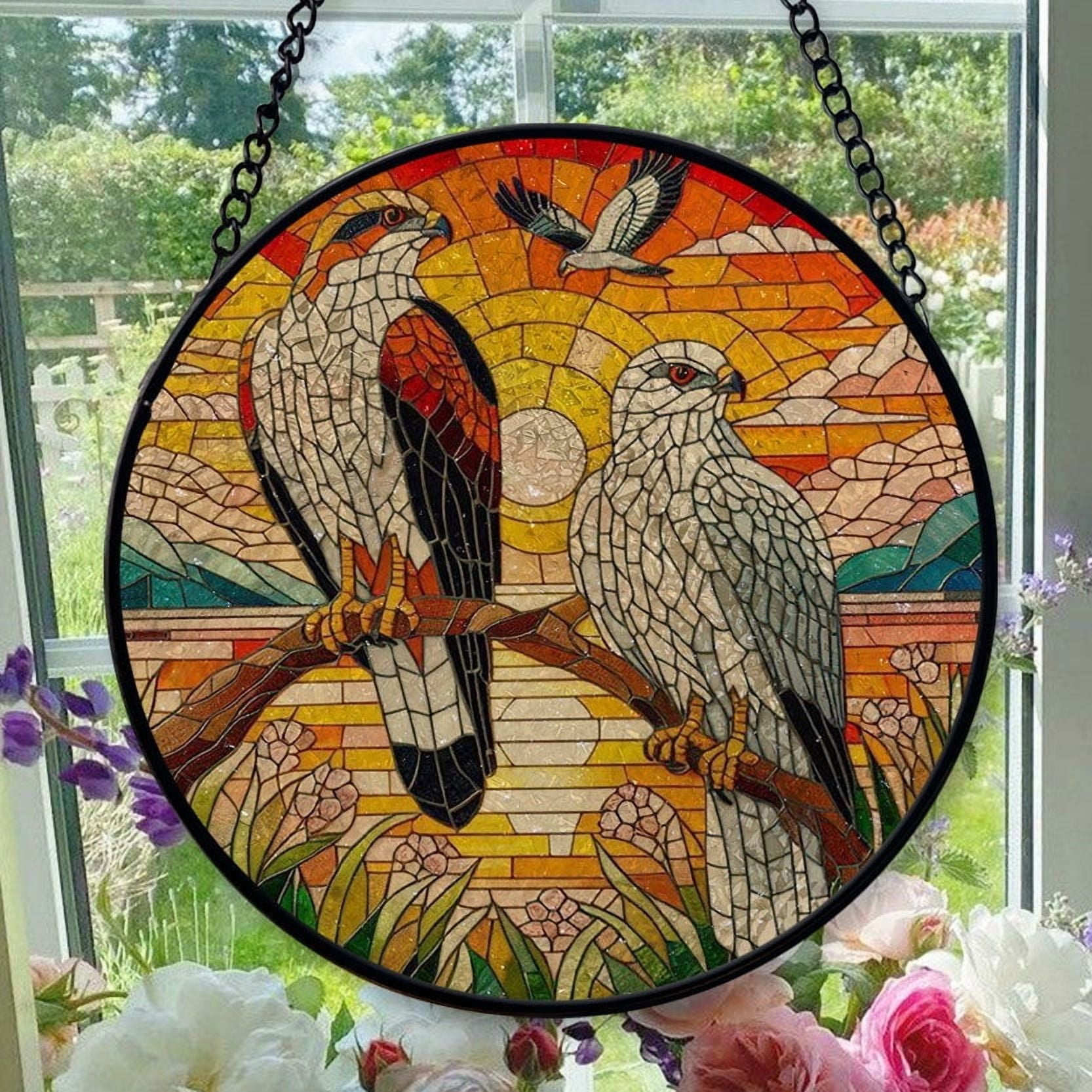 Stained Glass Window Hanging Hawk - Stained Glass Window Hanging Hawk ...