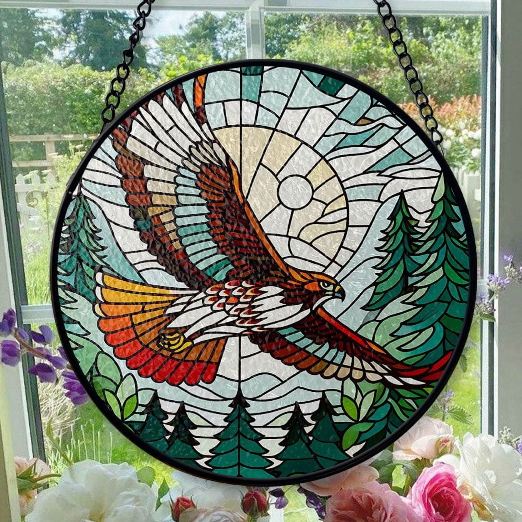 Stained Glass Window Hanging Hawk - Stained Glass Window Hanging Hawk ...