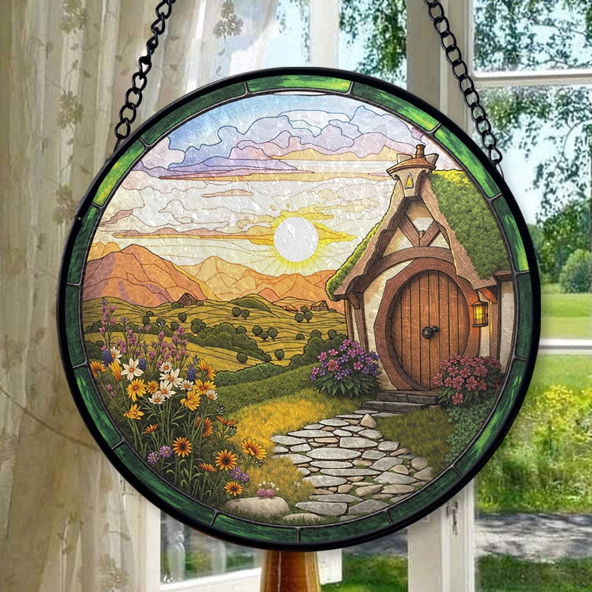 Stained Glass Window Hanging Hobbiton The Shire, Valentine’s Day Decor ...