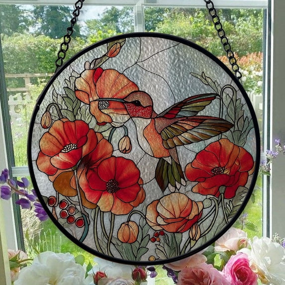 Stained Glass Window Hanging Hummingbird - Stained Glass Window Hanging ...