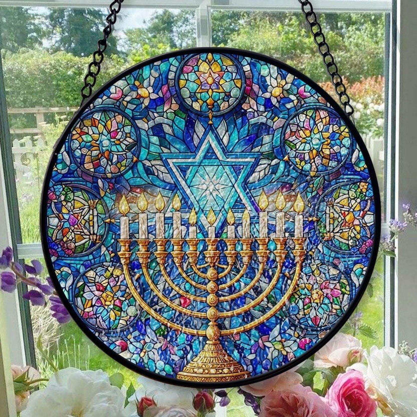 Stained Glass Window Hanging Jewish Star David - Stained Glass Window ...