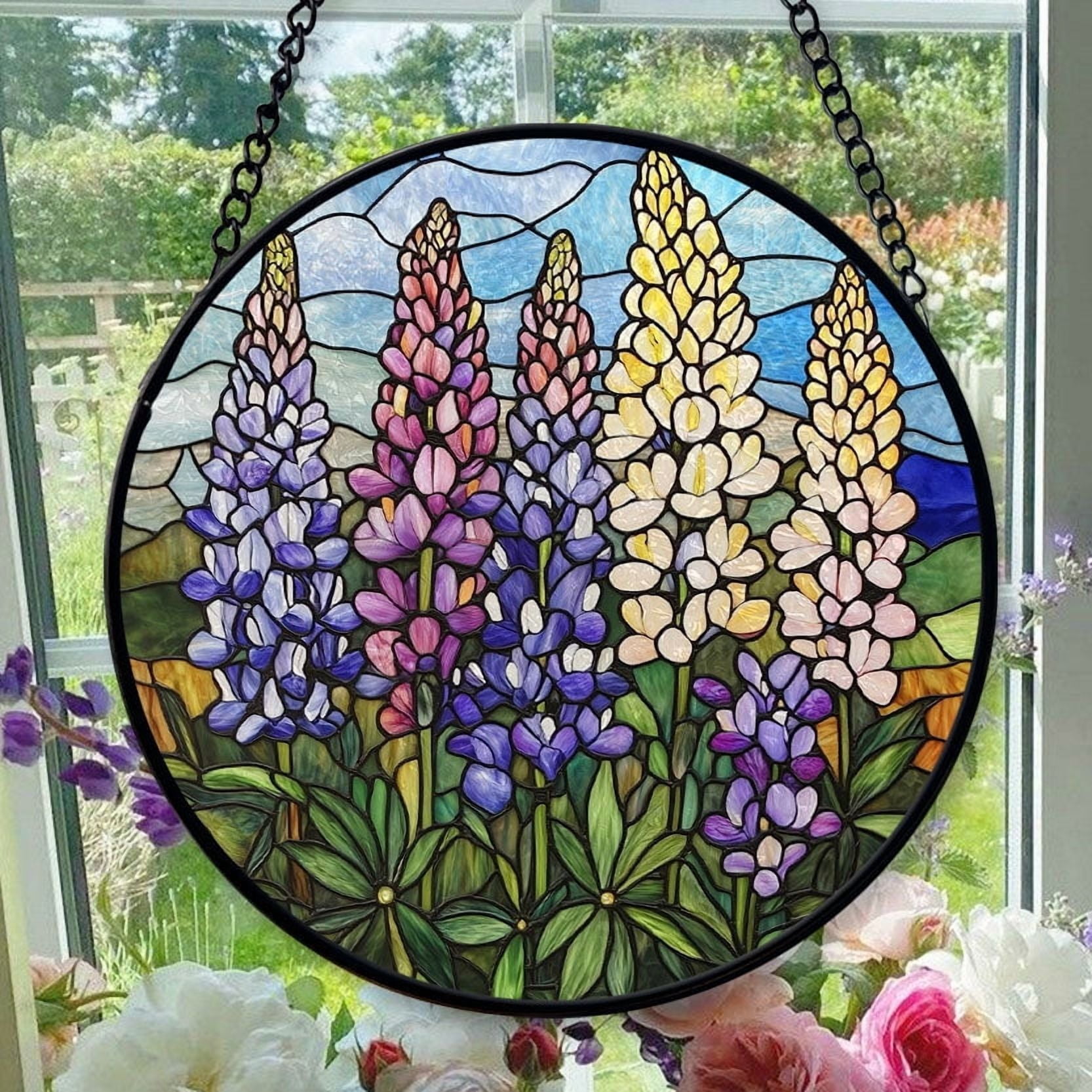Stained Glass Window Hanging Lupine - Stained Glass Window Hanging ...