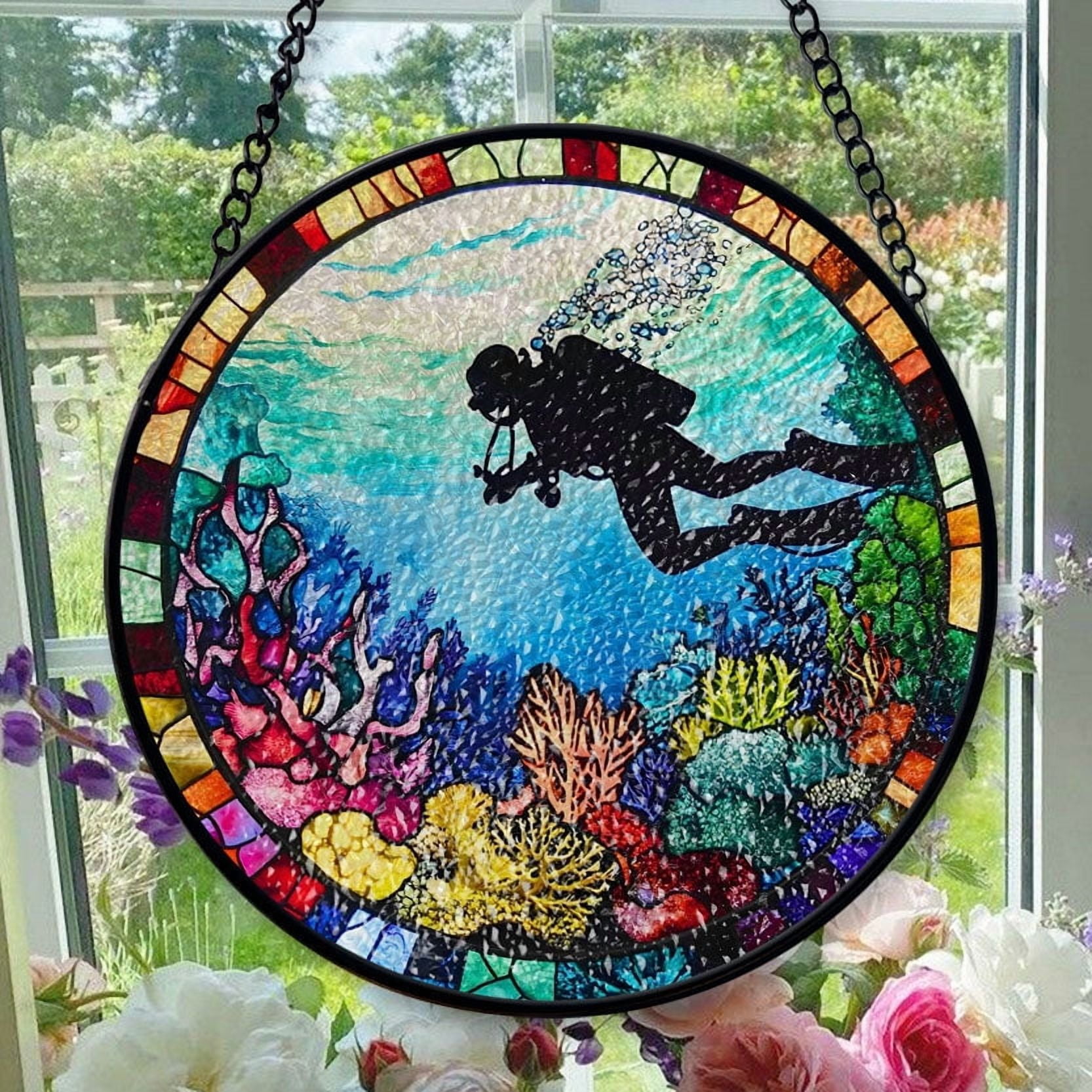 Stained Glass Window Hanging Ocean - Stained Glass Window Hanging Ocean ...