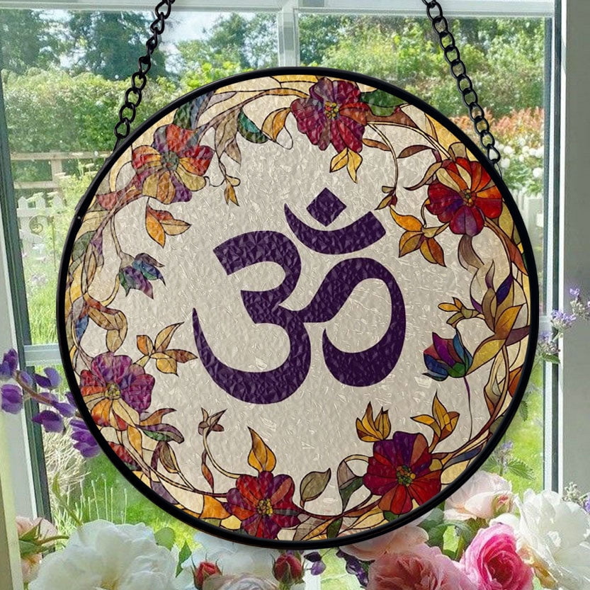 Stained Glass Window Hanging Om San Ohm - Stained Glass Window Hanging ...