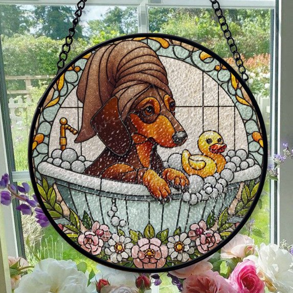Stained Glass Window Hanging Otter - Stained Glass Window Hanging Otter ...