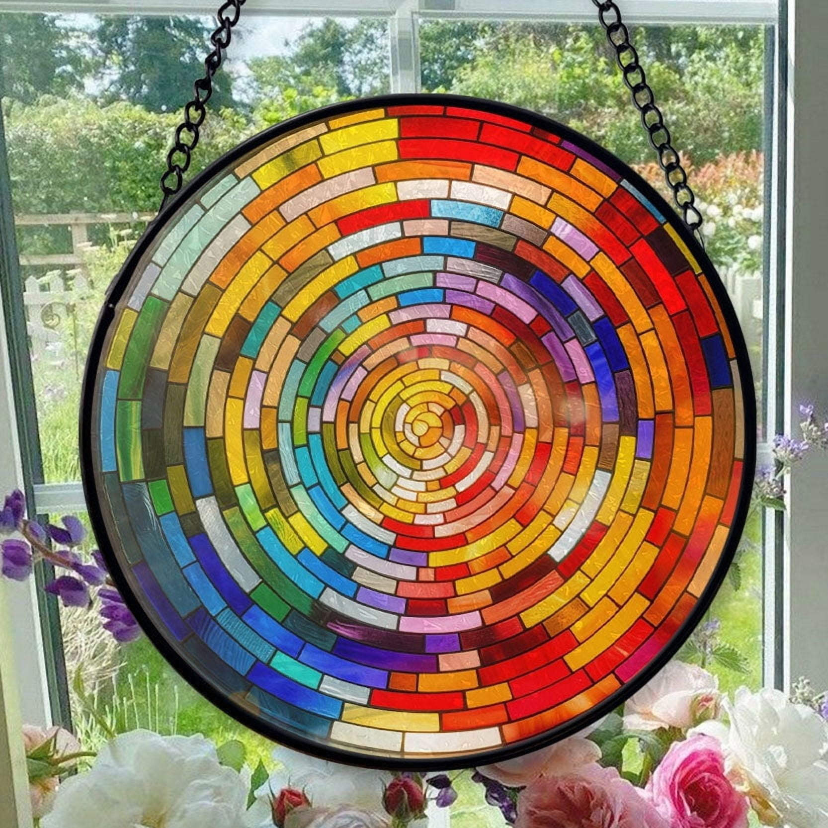 Stained Glass Window Hanging Rainbow Spiral - Stained Glass Window ...