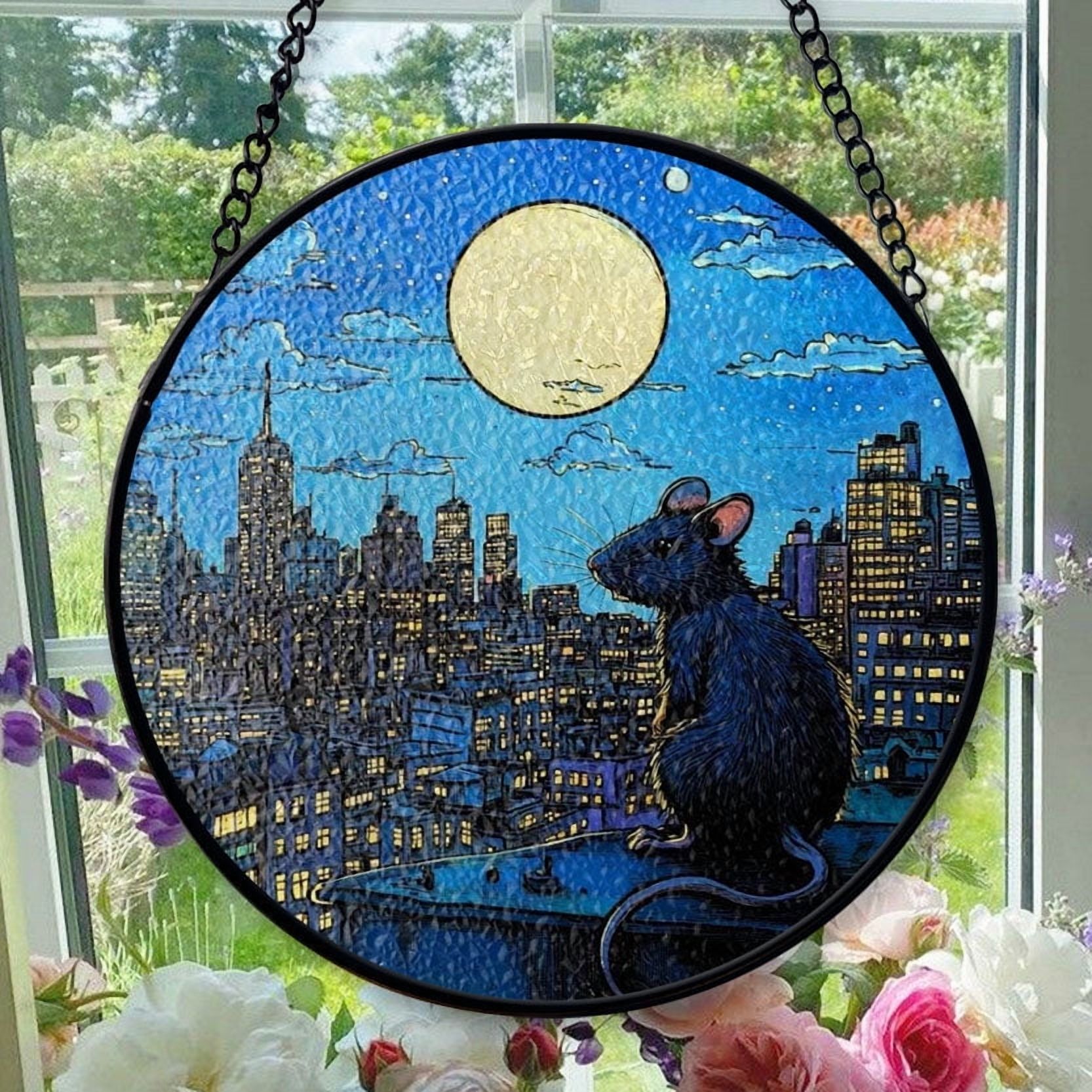 Stained Glass Window Hanging Rat City Rat - Stained Glass Window ...